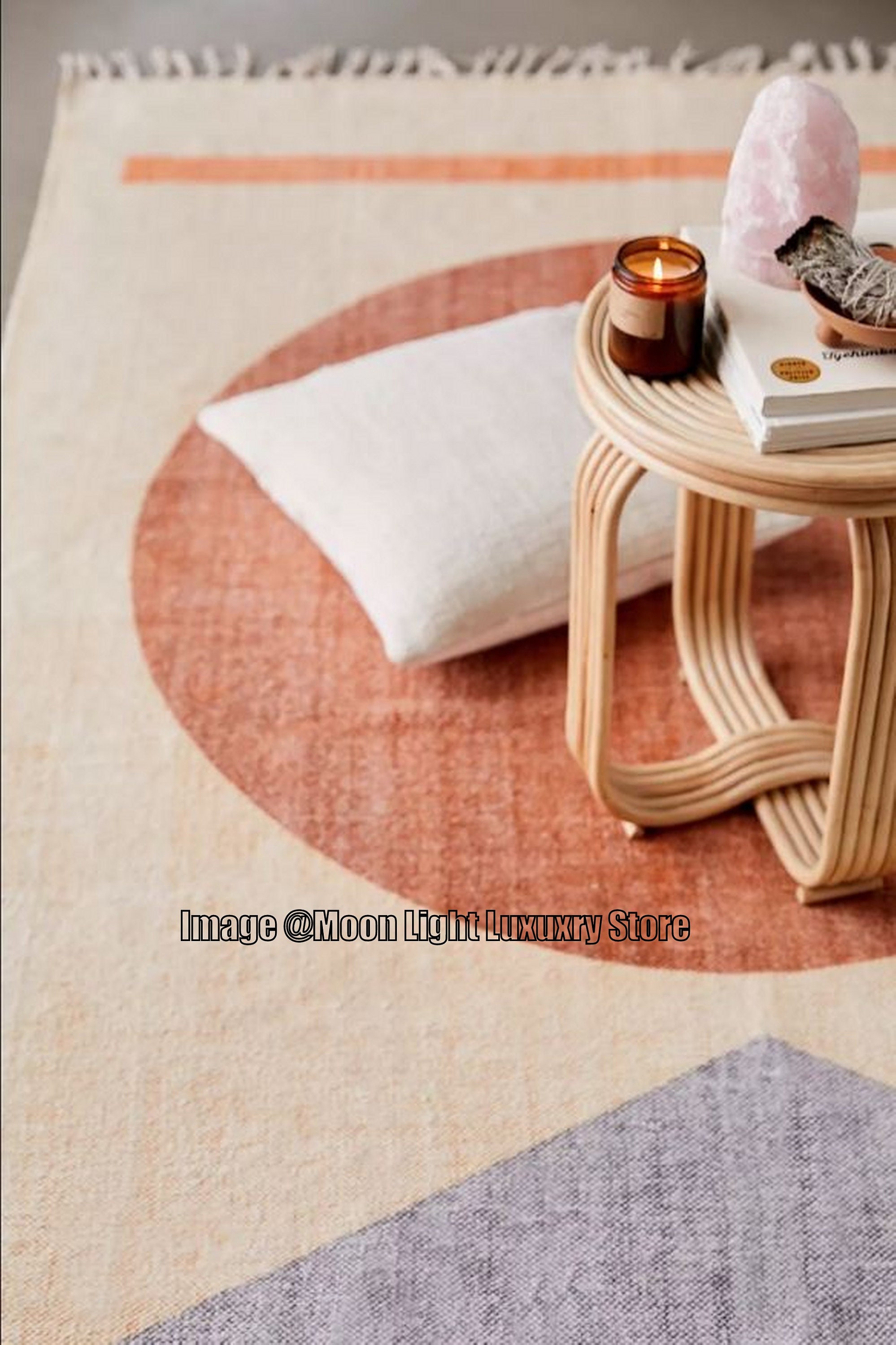 Square Rug 4x4ft, 5x5ft, 6x6ft, Cotton Rug, Handmade Rug, Hand Block ...