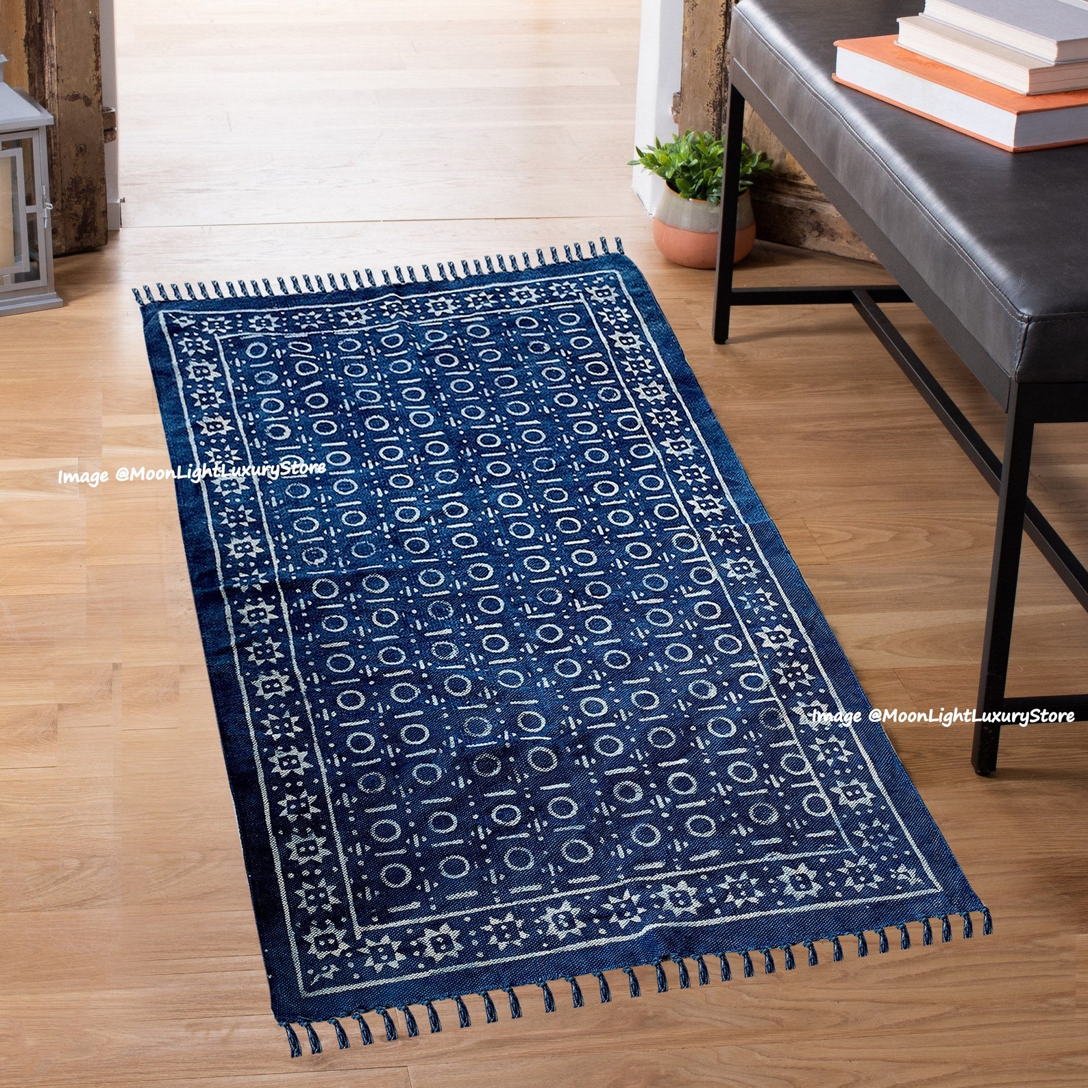 3x5 Ft Rug Indigo Rug Indian Rug Dari Rug Cotton Rug Area Rug Handmade ...