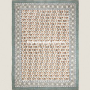 8x10 Ft Rug, Cotton Rug, Handmade Rug, Hand Block Printed Rug, Floor ...