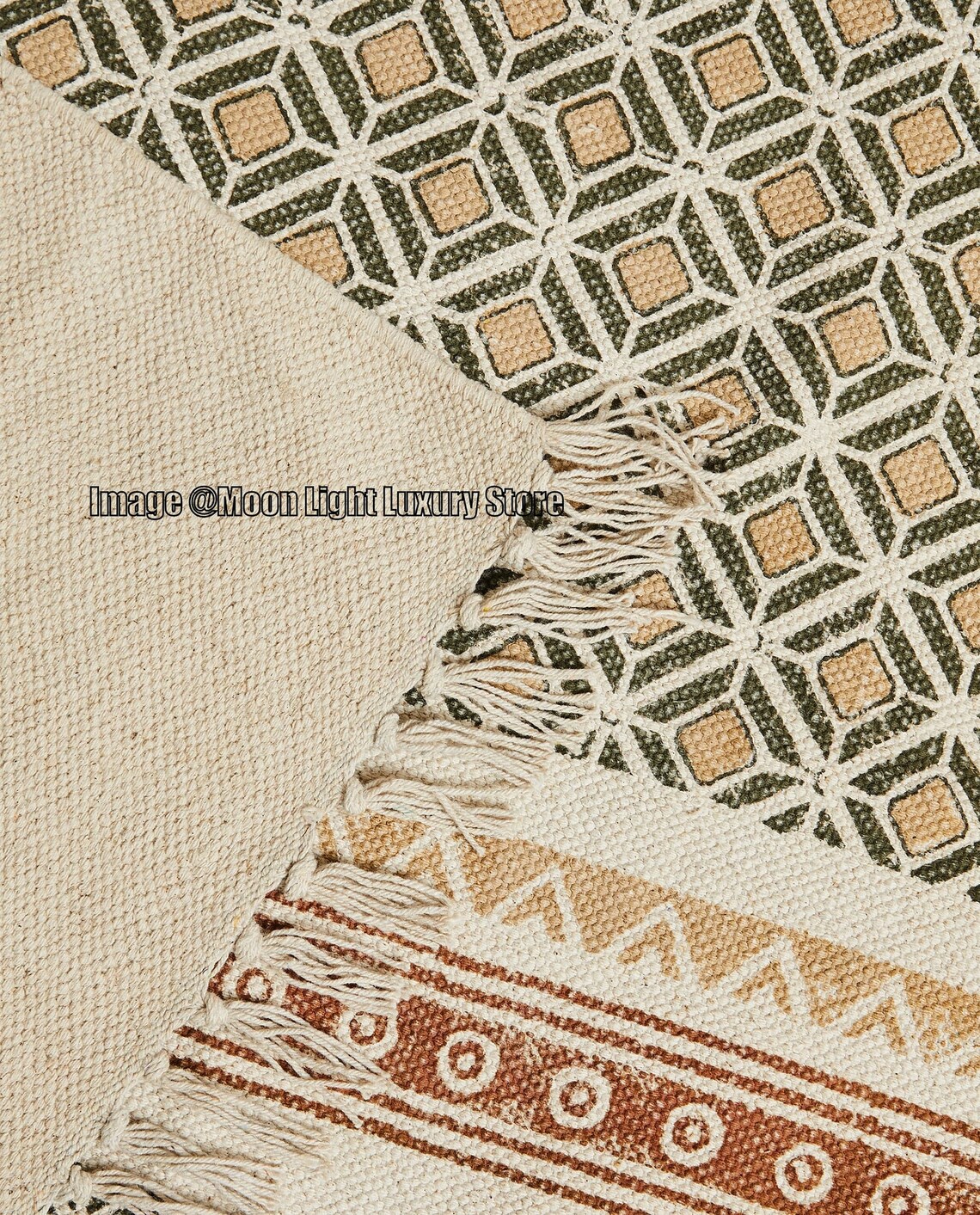 3x5 Ft Rug Cotton Rug Handmade Rug Printed Rug Floor Area | Etsy