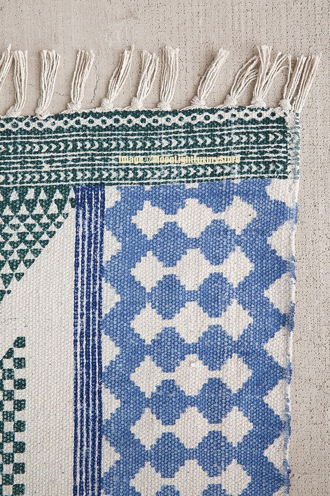 8x10ft Handmade Rug, Cotton Rug, Handblock Printed Rug, Floor Area Rug ...