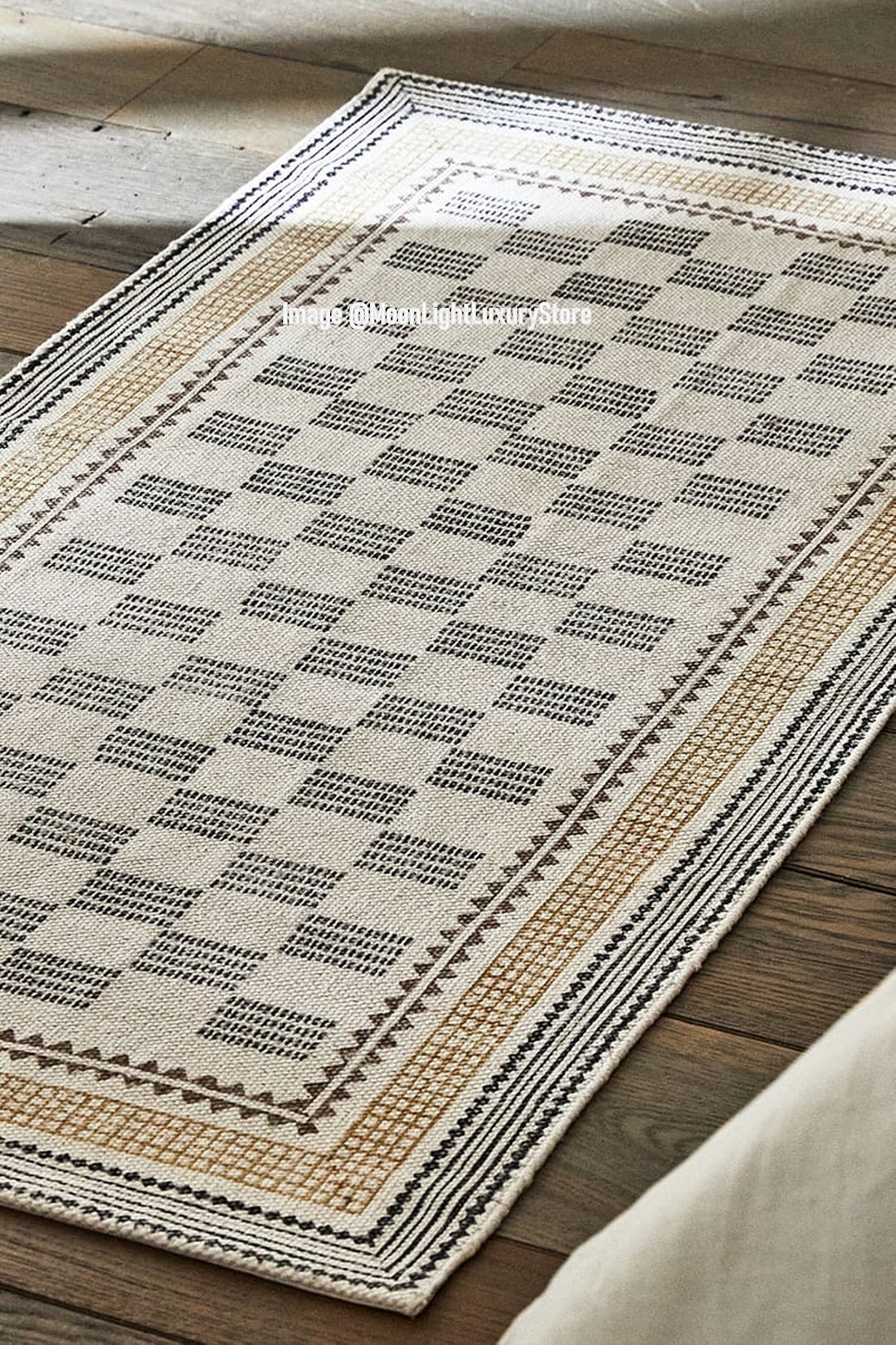 Square Rug 4x4ft, 5x5ft, 6x6ft, Cotton Rug, Handmade Rug, Hand Block ...