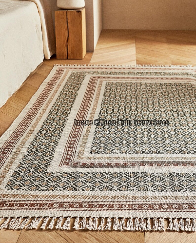 3x5 Ft Rug, Cotton Rug, Handmade Rug, Printed Rug, Floor Area Rug ...