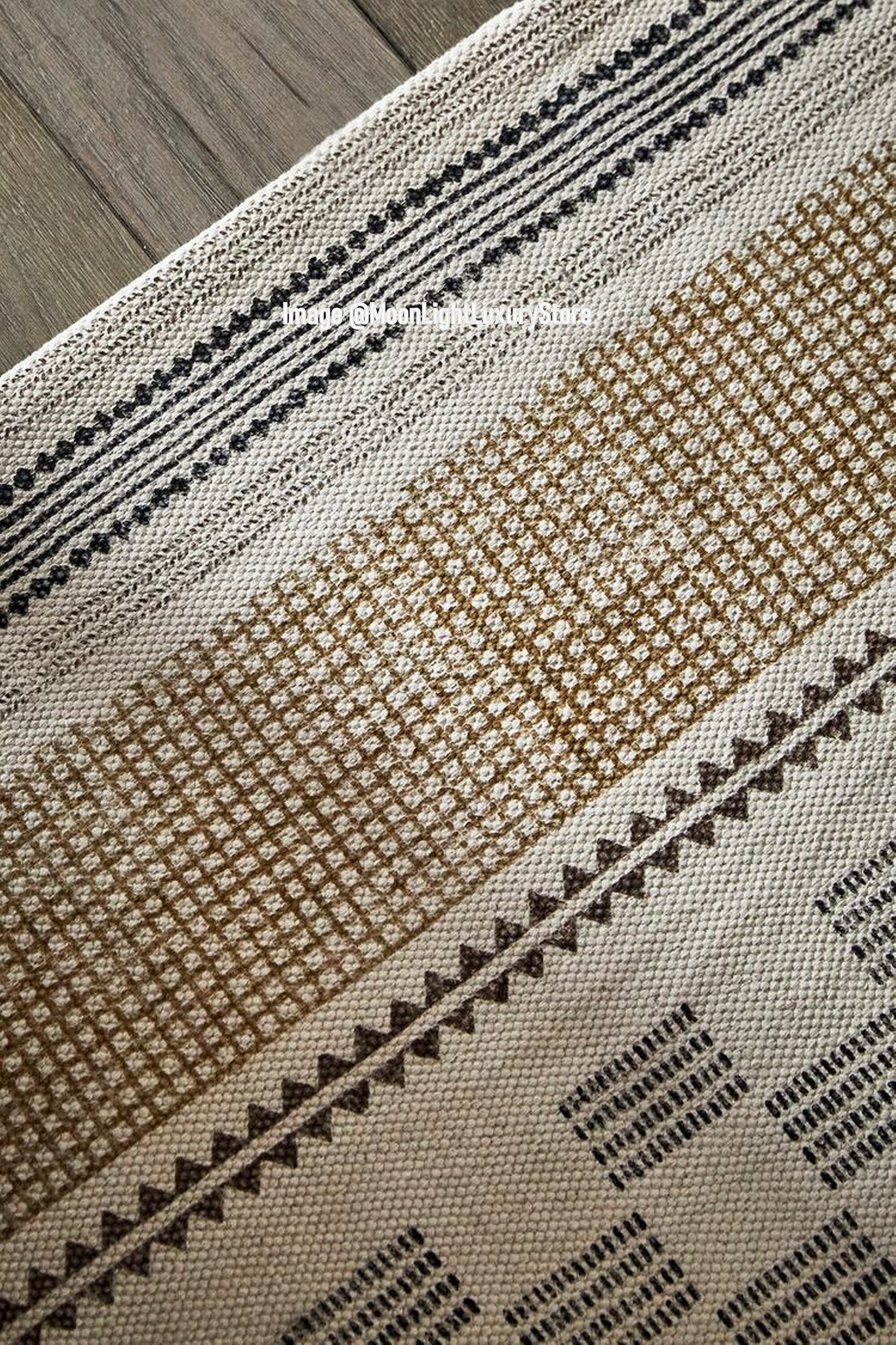 Square Rug 4x4ft, 5x5ft, 6x6ft, Cotton Rug, Handmade Rug, Hand Block ...