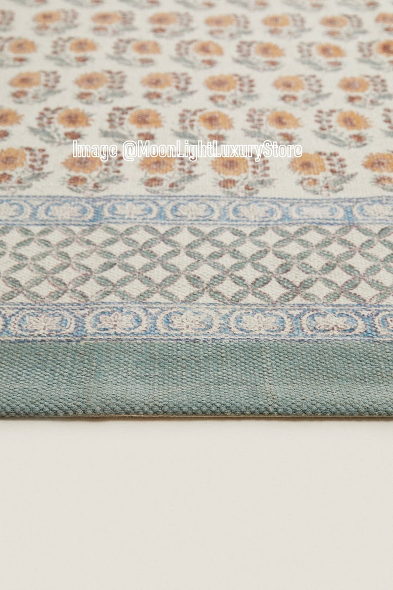 4x6 Ft Rug, Cotton Rug, Handmade Rug, Hand Block Printed Rug, Floor ...
