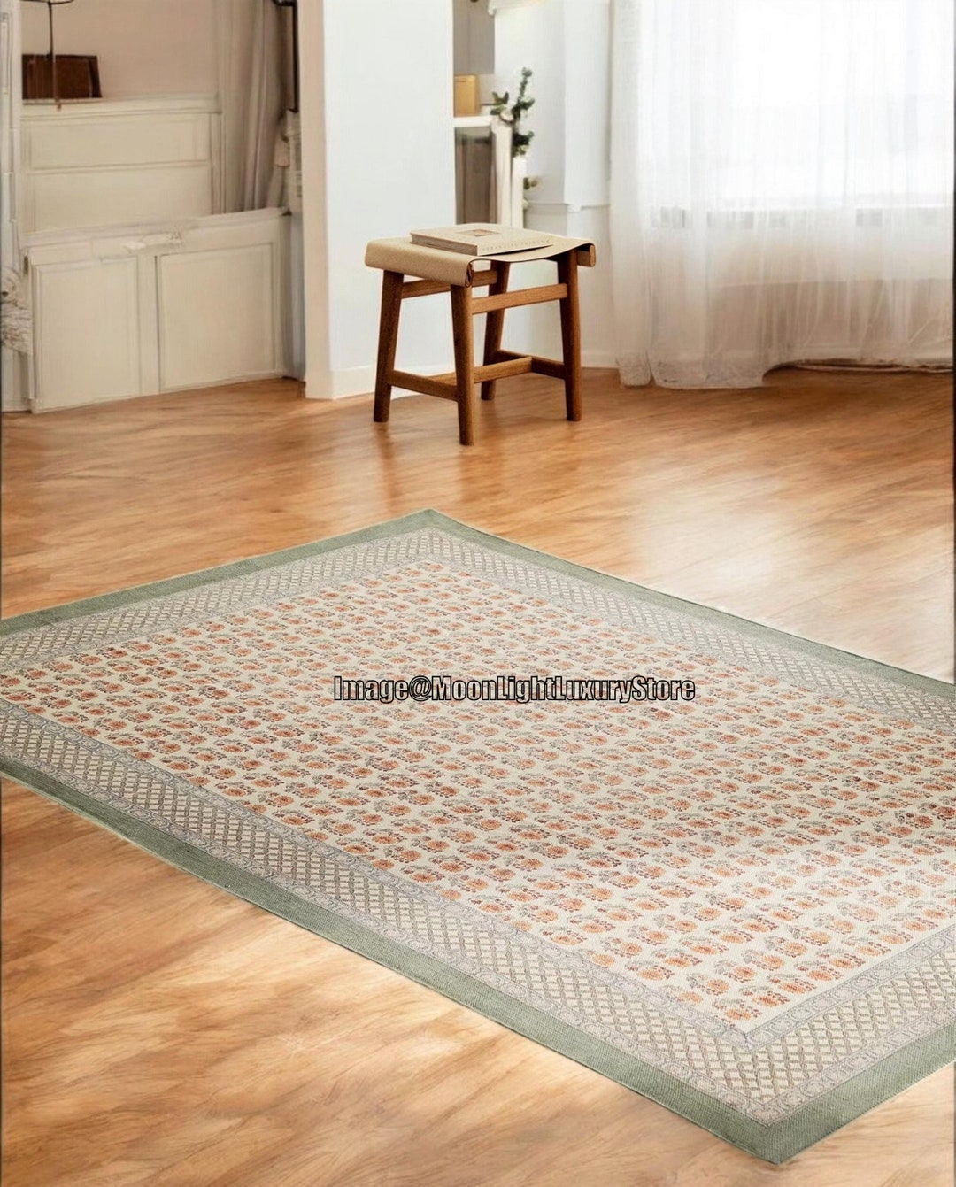 5x8 Ft Rug, Cotton Rug, Handmade Rug, Hand Block Printed Rug, Floor ...