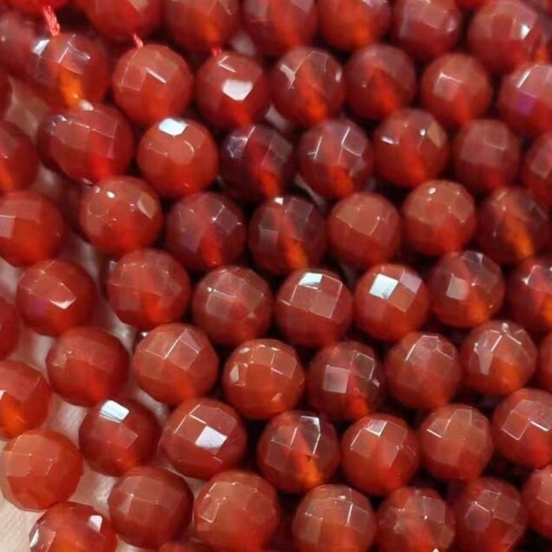 Faceted Red Bead Necklace - Etsy