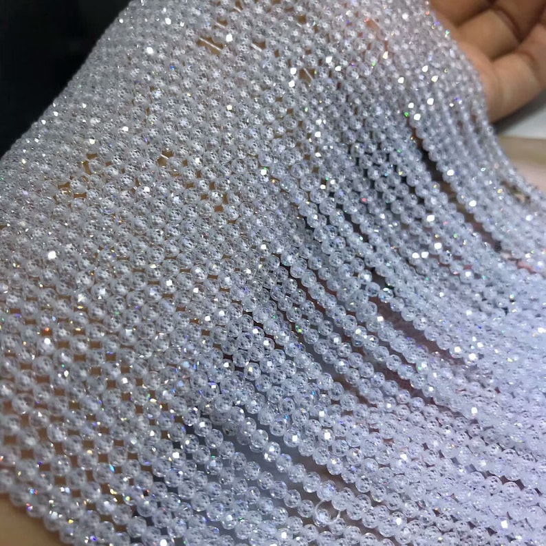 Micro Faceted Round White Clear Cubic Zirconia Beads 2/3/4/6mm Loose CZ ...