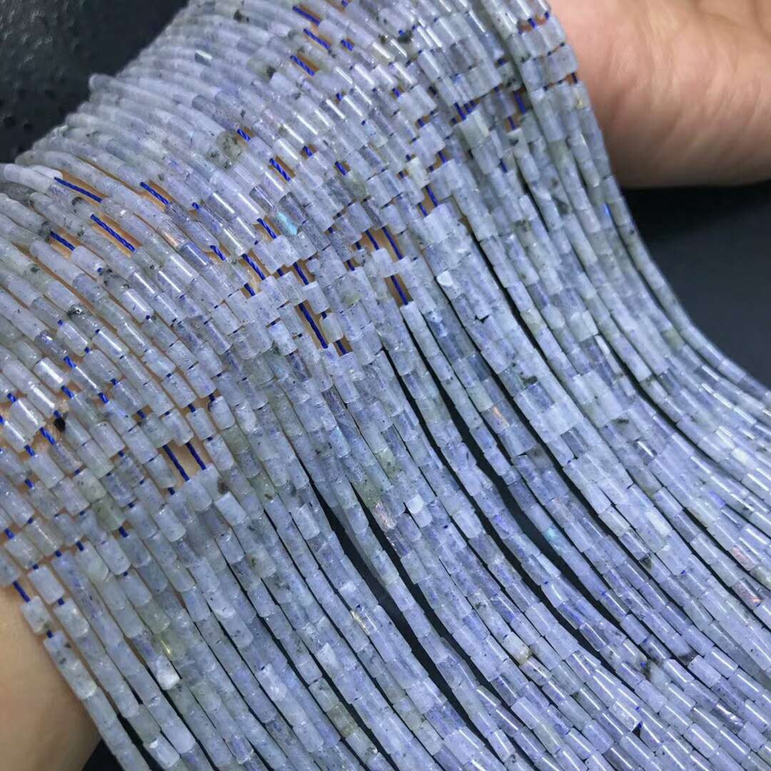 1 Full Strand 2x4mm 90pcs Small Natural Loose Tube Gray Flash ...