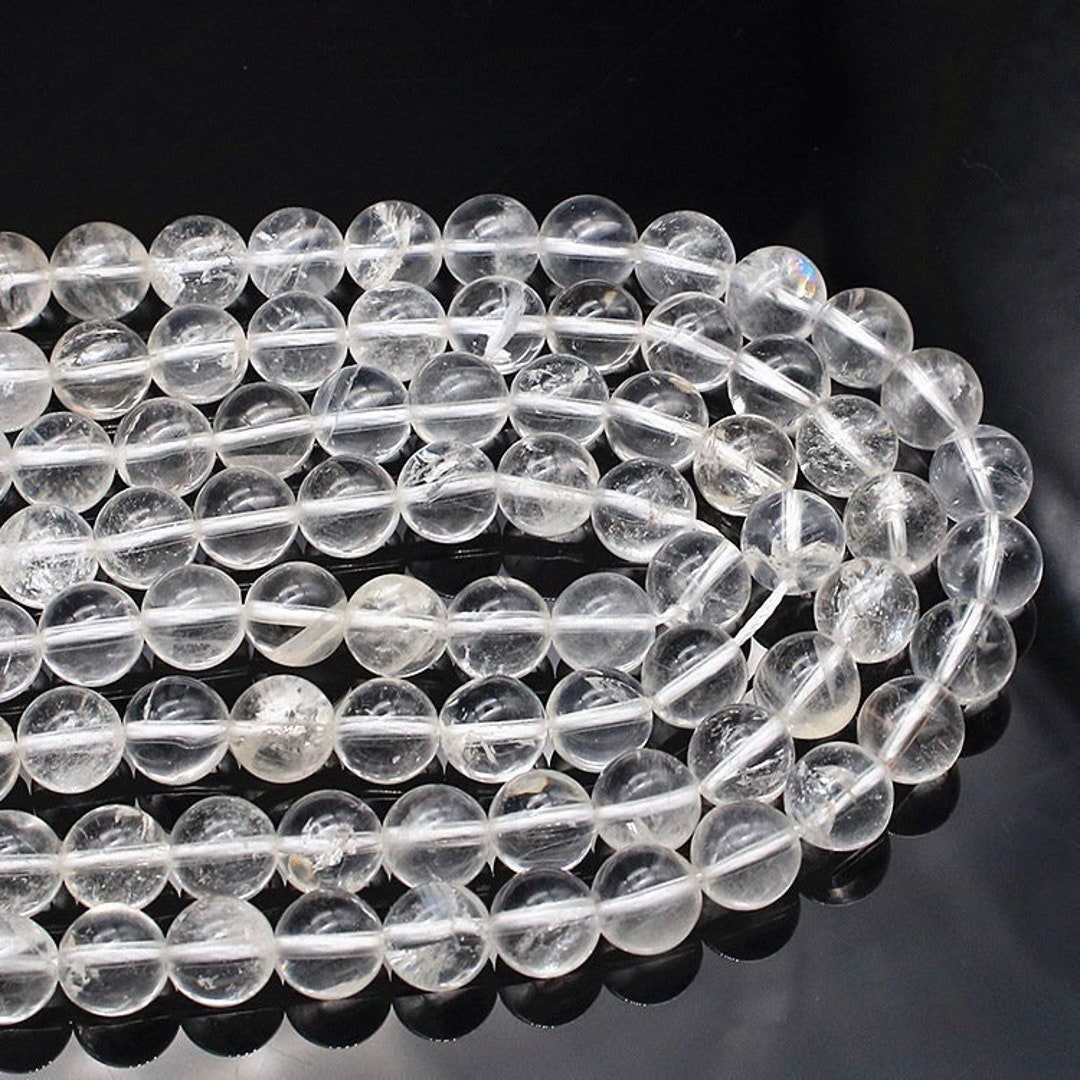 1 Full Strand 15.5" Genuine Natural Loose Round Smooth Clear Cloudy ...