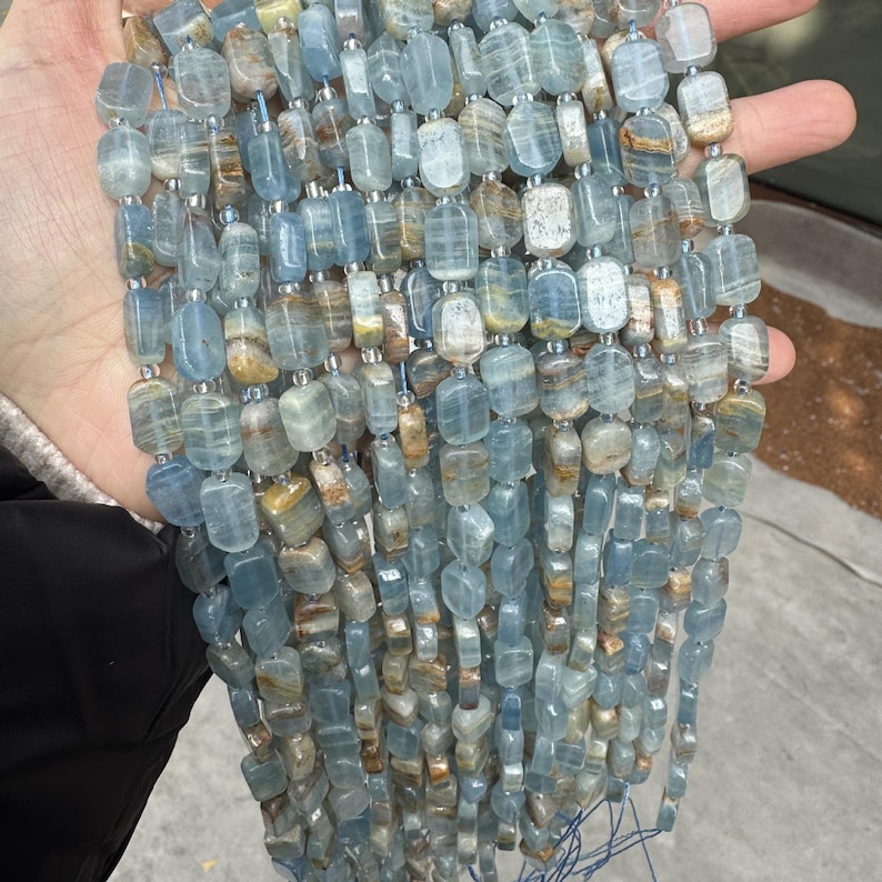 8x12mm Flat Rectangle Genuine Natural Blue Lemurian Aquatine Calcite ...