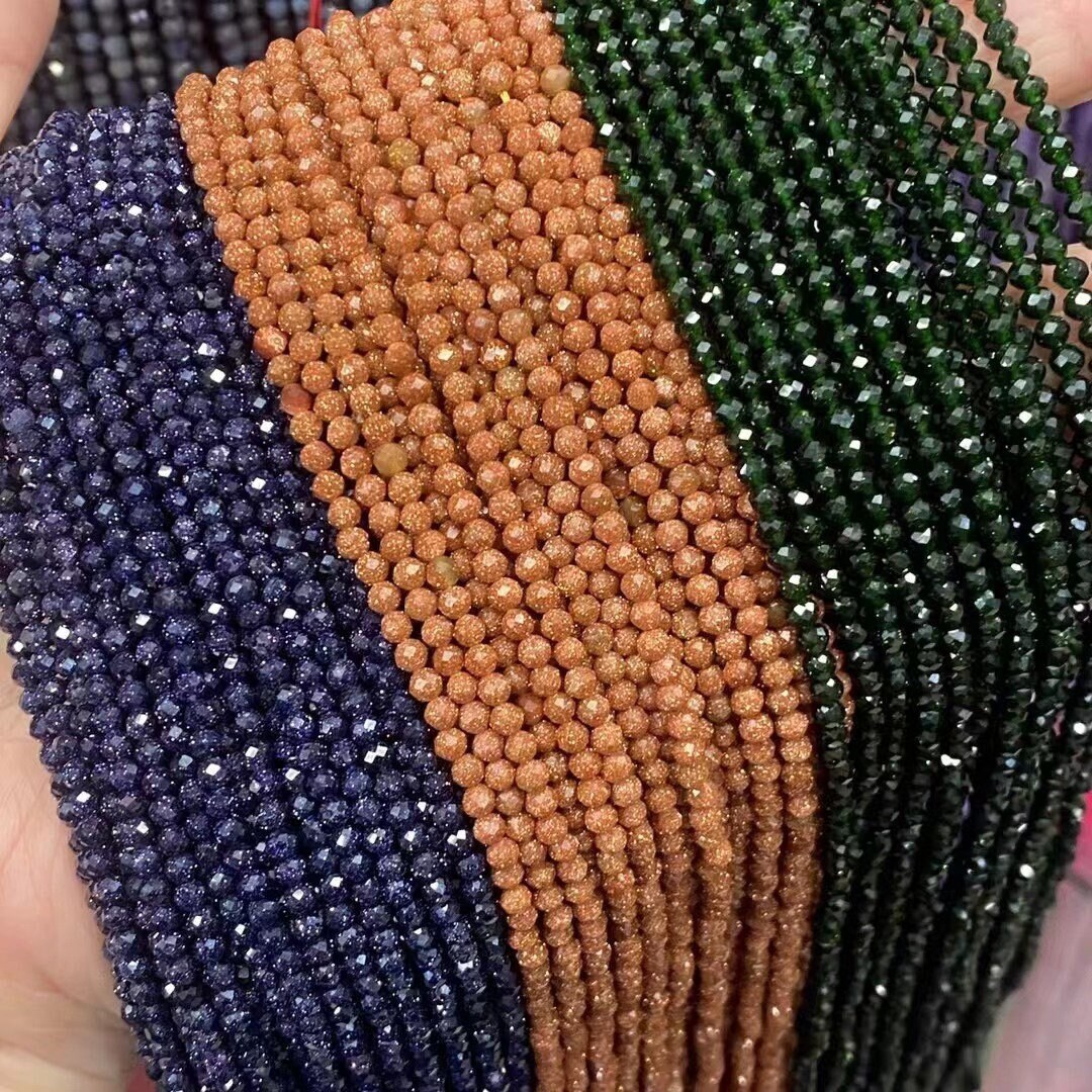 2/3/4mm Small Size Shining Blue/gold/green Sandstone Round Micro ...