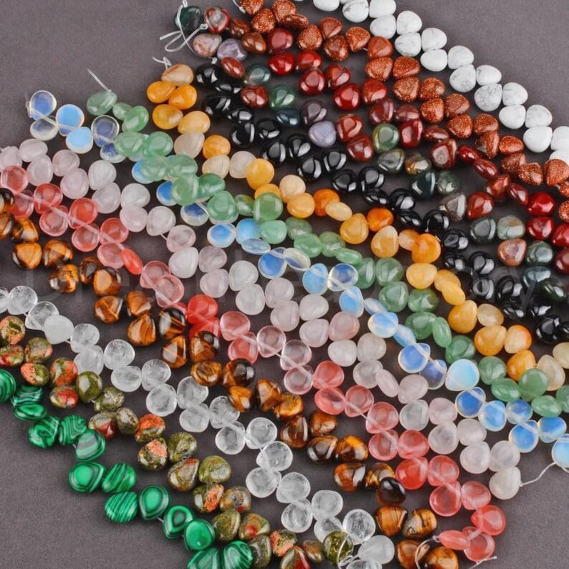 Flat Gemstone Beads - Etsy