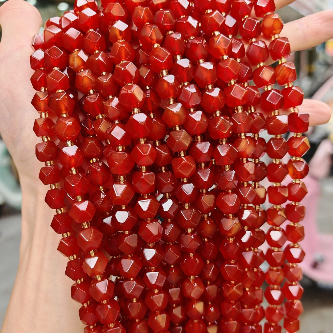 Rare Genuine Natural Hexagon Shape Sparkling Octagonal Red Agate ...