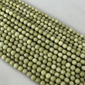 Full Strand Natural Loose Round Semi Precious Genuine Avocado Jasper ...