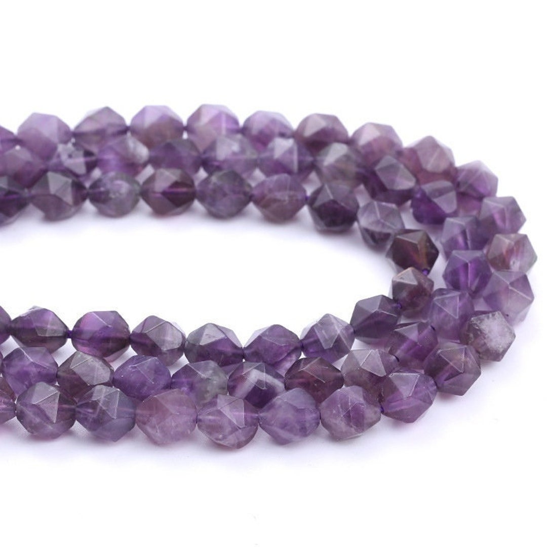 1 Full Strand 15.5" Genuine Natural Loose Star Cut Faceted Purple ...