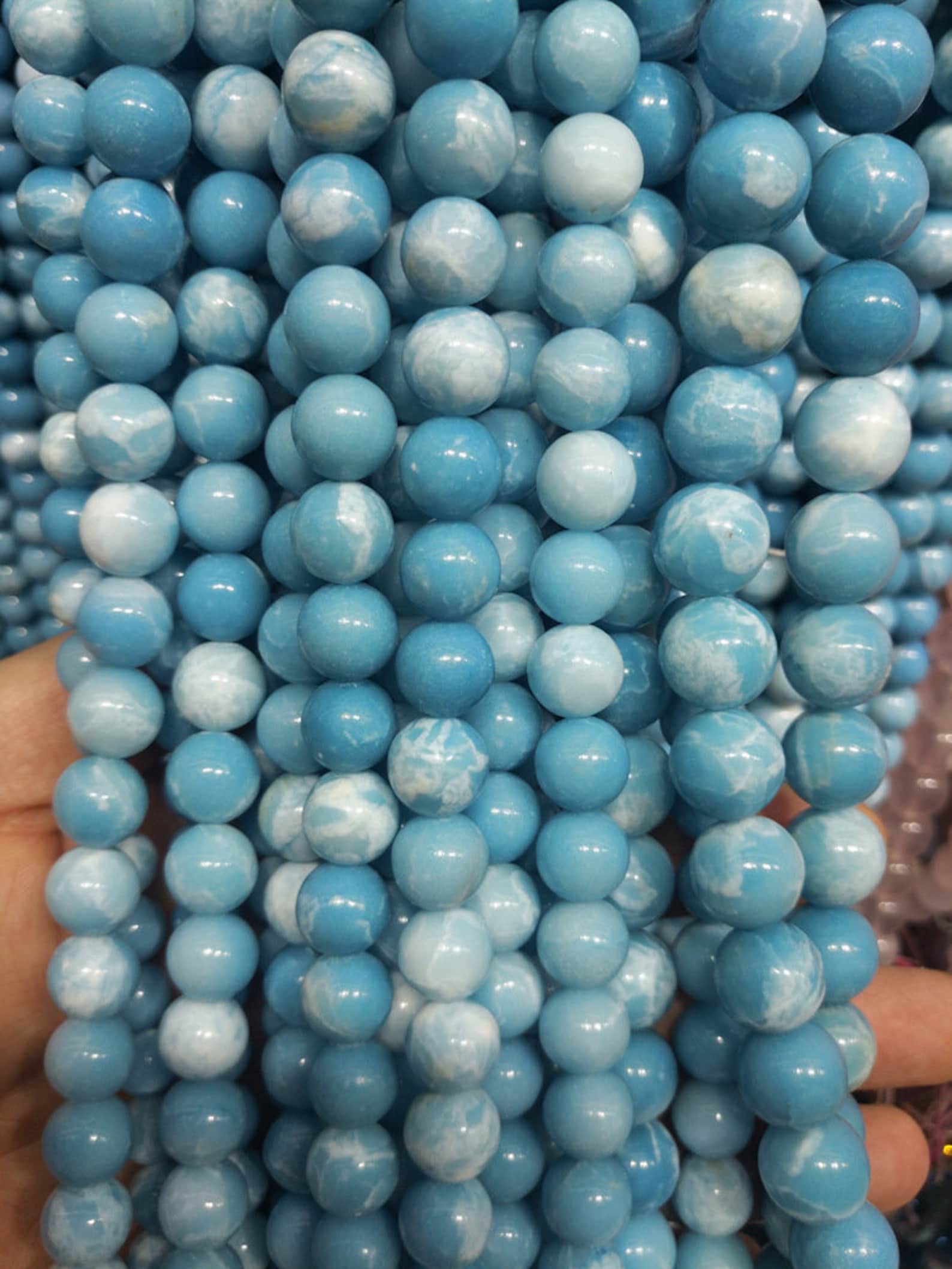 1 Full Strand Loose Blue Natural Larimar Quartz Beads Round - Etsy