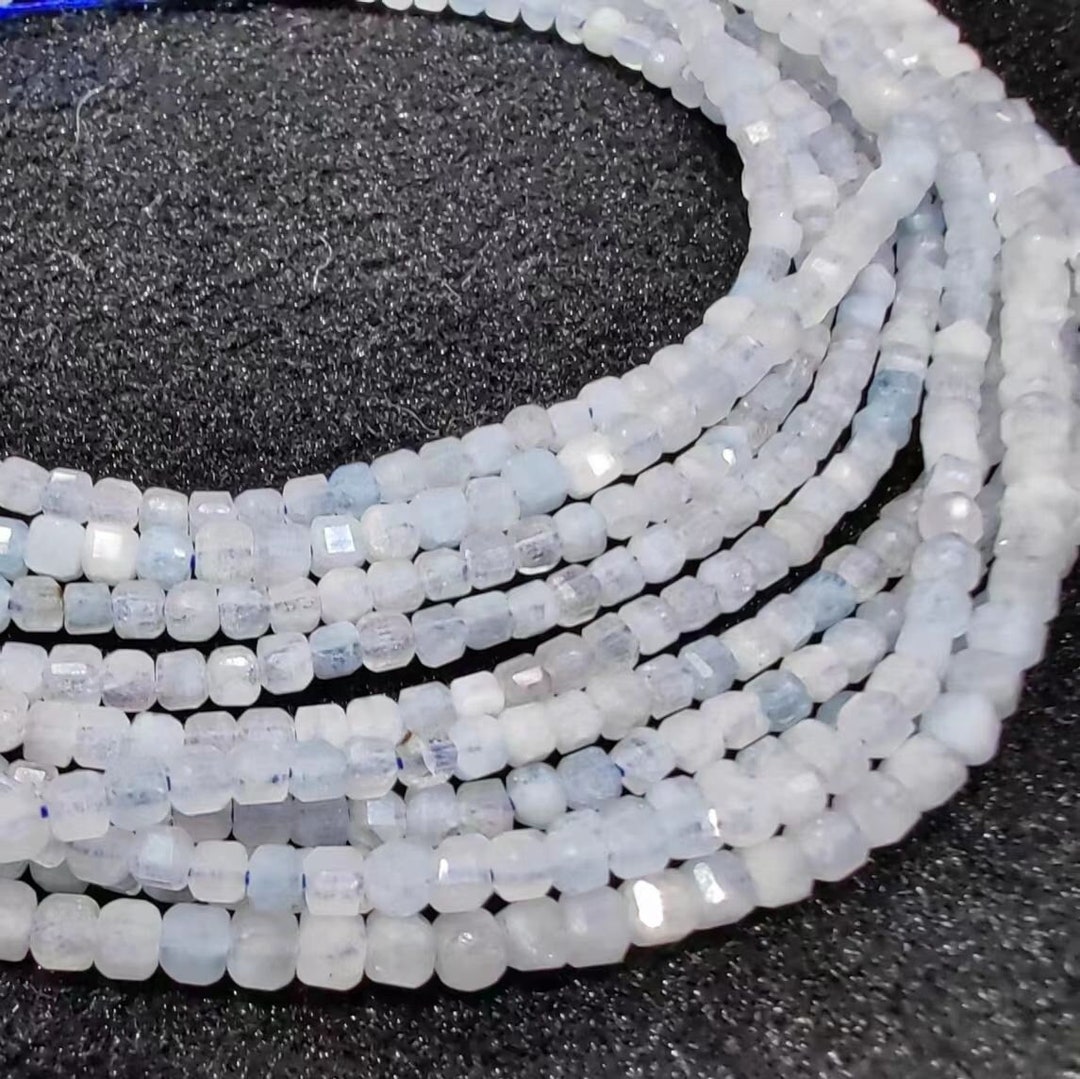 2mm 1 Full Strand Genuine Natural Real Faceted Cube Dice Square Blue ...