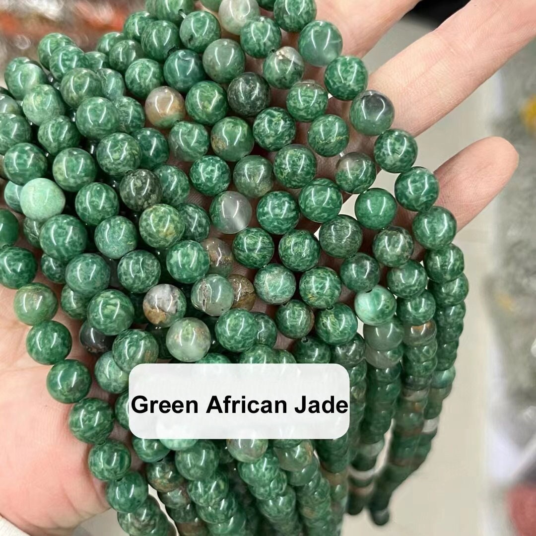 1 Full Strand 15.5" Loose Round Genuine Natural African Green Jade ...