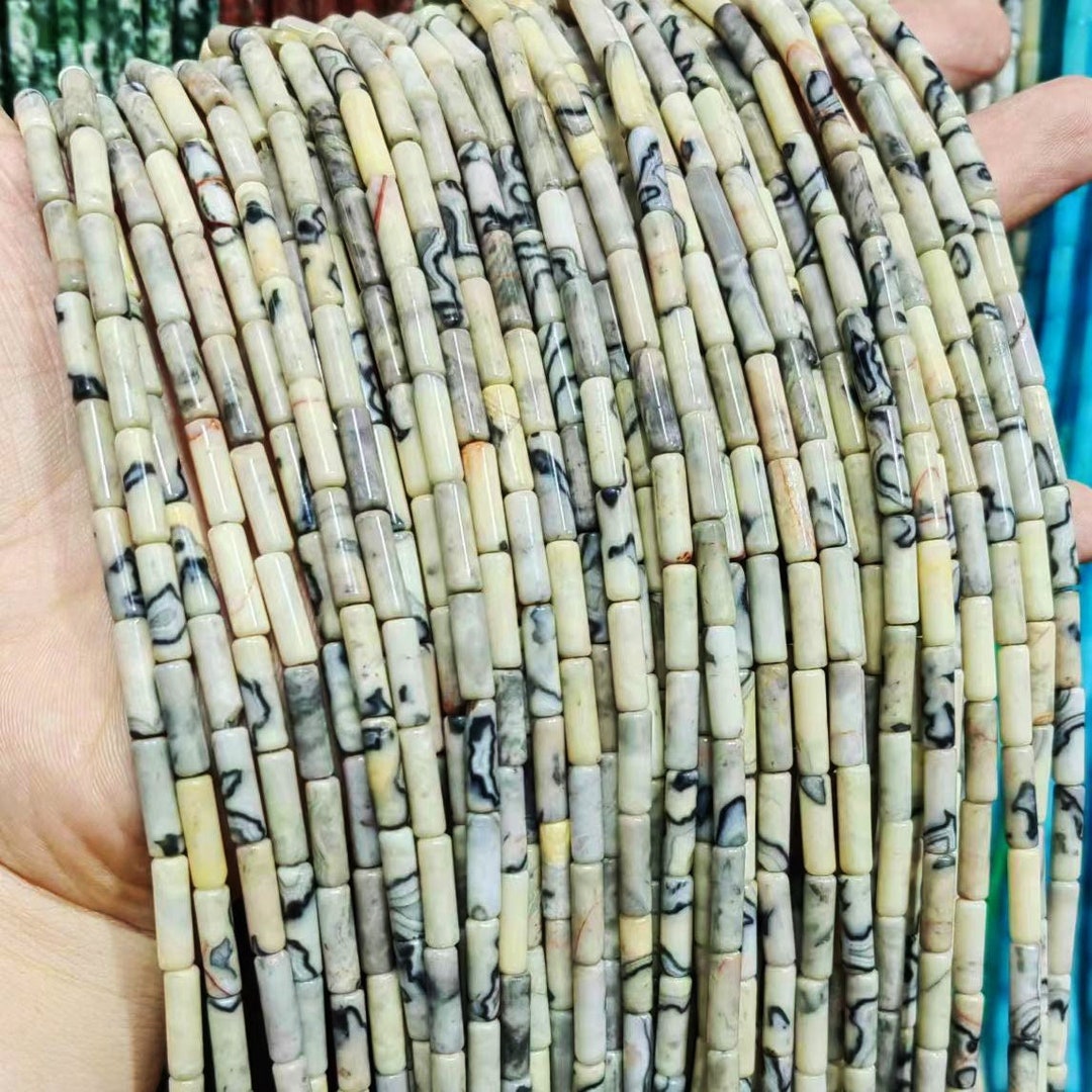 4x13mm Tube Feldspar Stone 1 Full Strand Natural Loose Cylinder Tubular ...