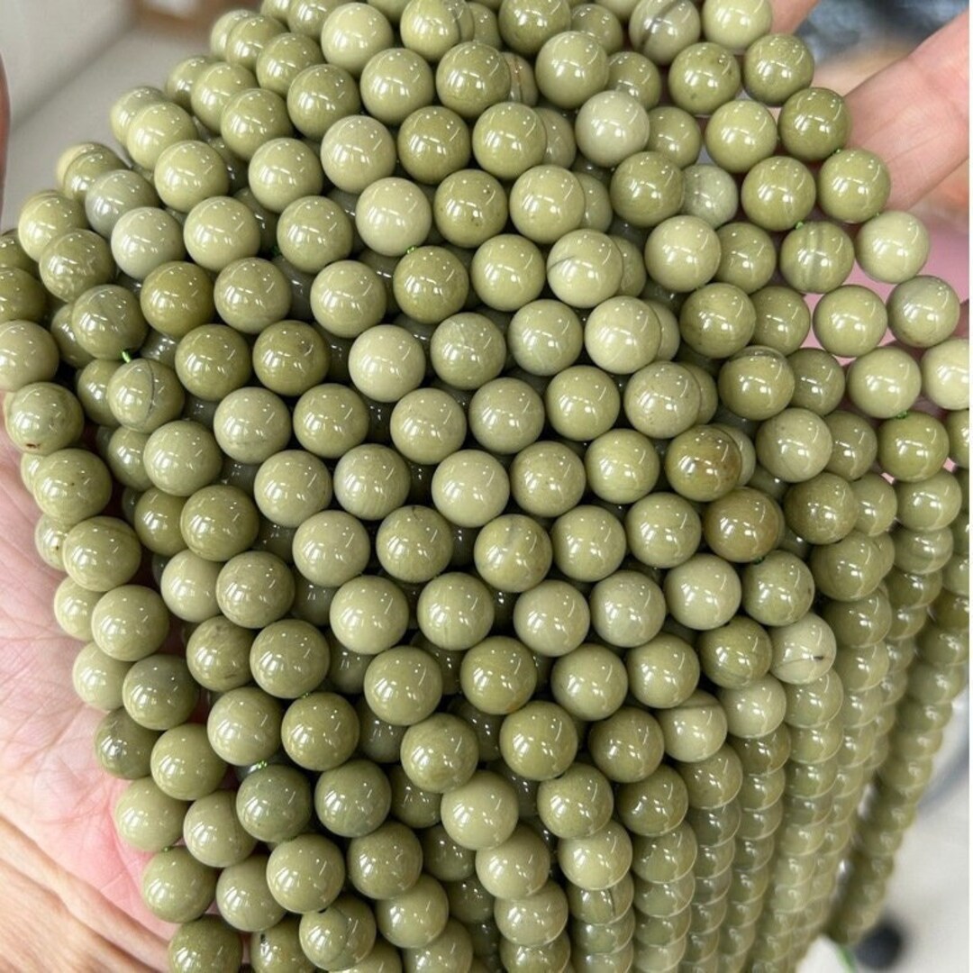 Full Strand Natural Loose Round Semi Precious Genuine Avocado Jasper ...