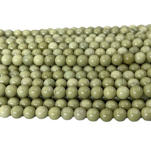 Full Strand Natural Loose Round Semi Precious Genuine Avocado Jasper ...