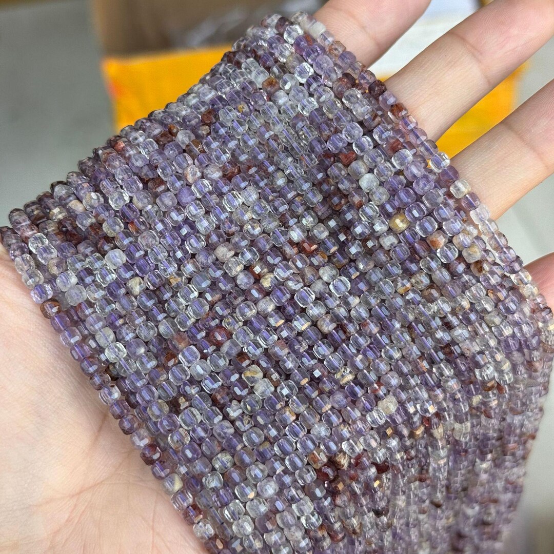 Genuine Natural Cube Dice Square 2mm 3mm Purple Phantom Quartz Amethyst ...