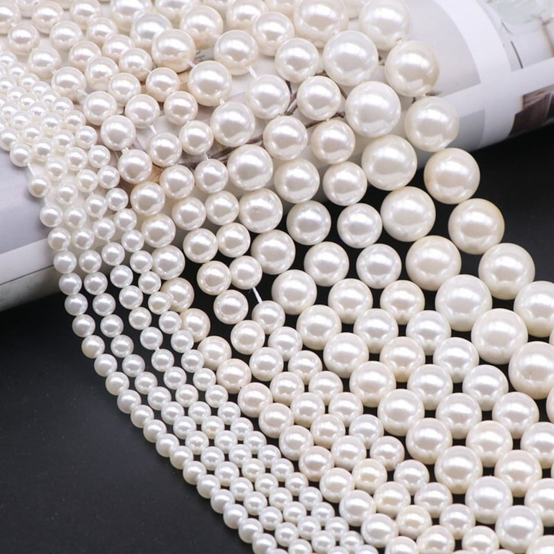 Loose Round Popular Fashion Ivory White Shell Powder Pearl Beads High ...