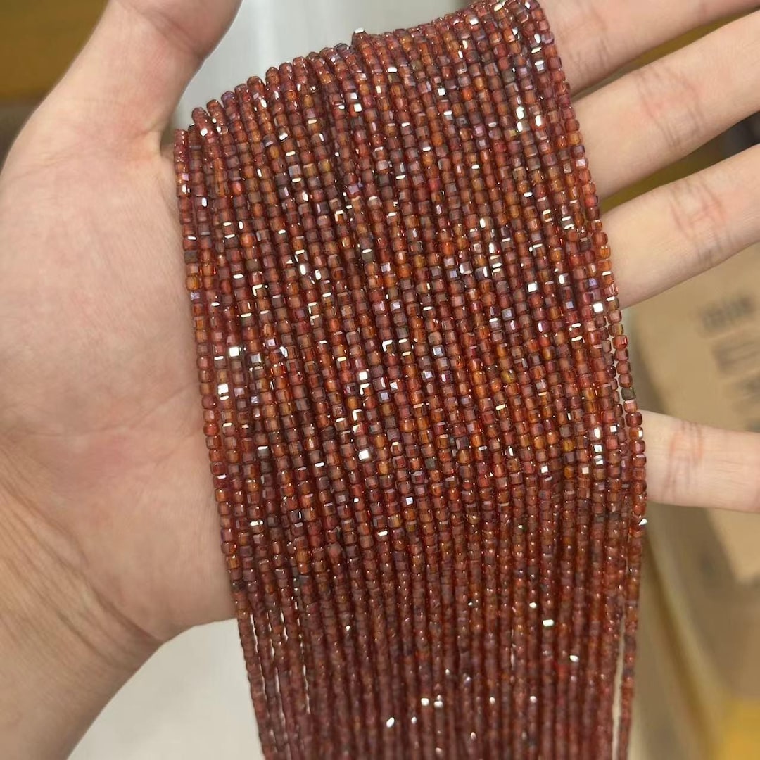2mm Sparkling Full Strand Faceted Cube Dice Square Orange Color CZ ...