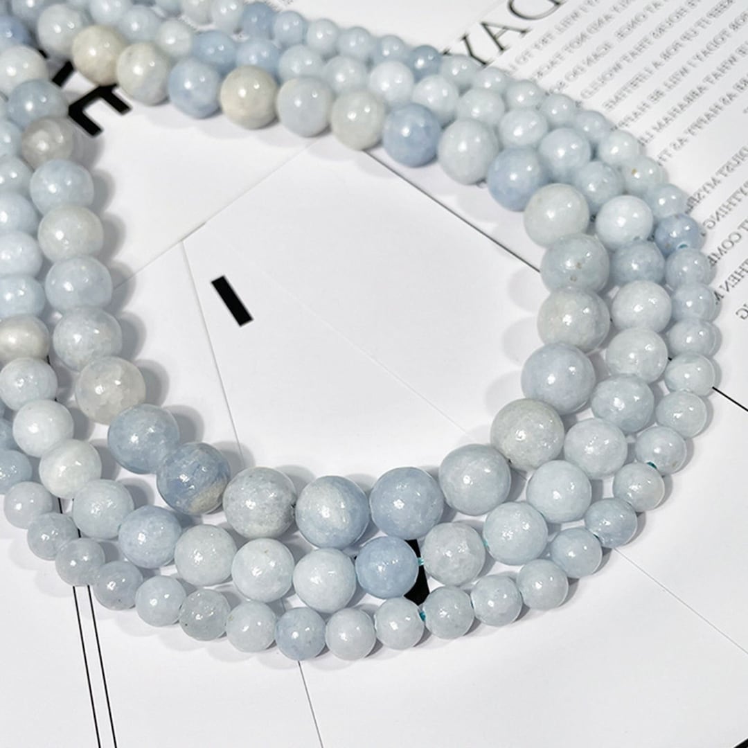 Genuine Natural Loose Round Semi Precious Stone Smooth Pale Blue ...