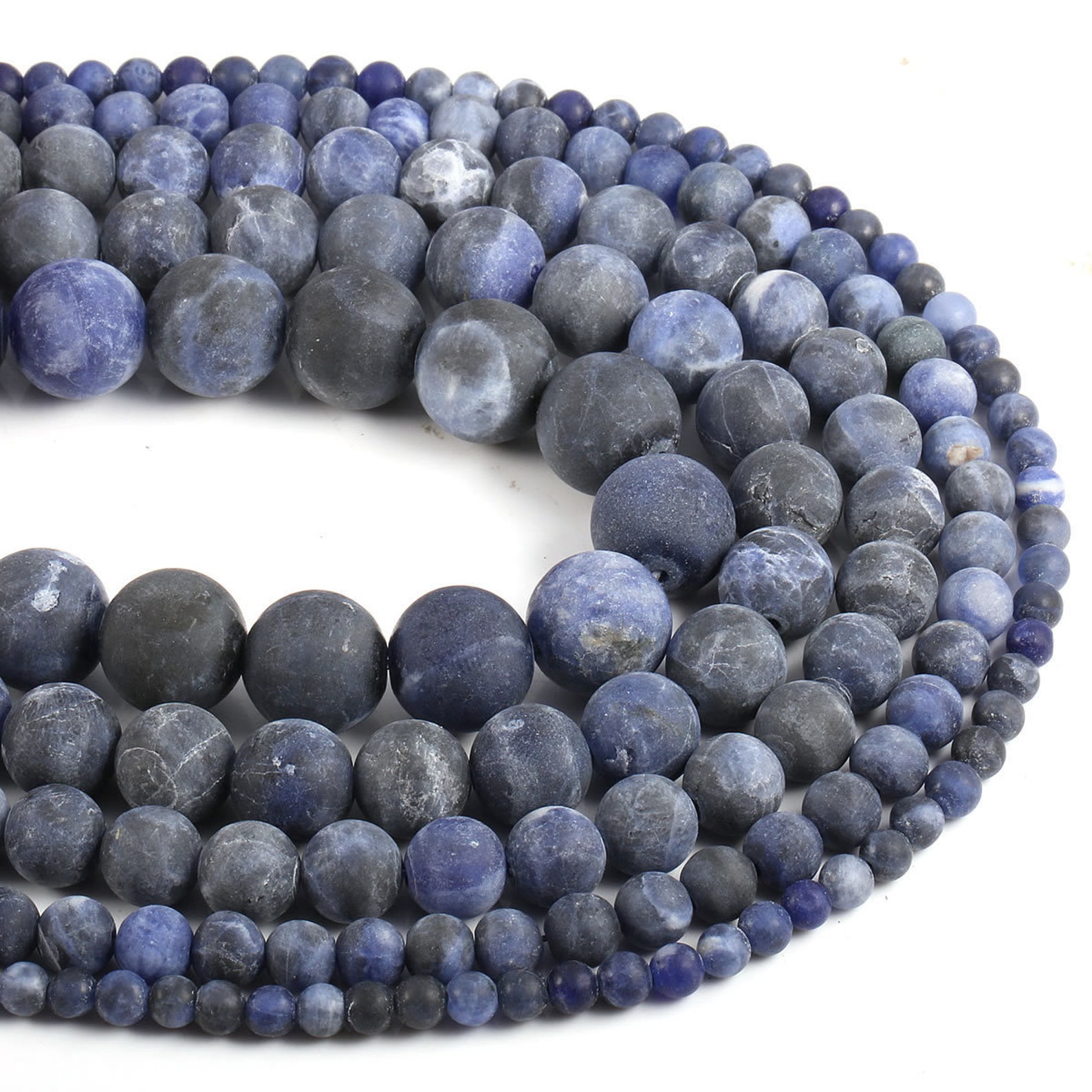 Genuine Natural Loose Round Dull Semi Precious Healing Matte Blue ...