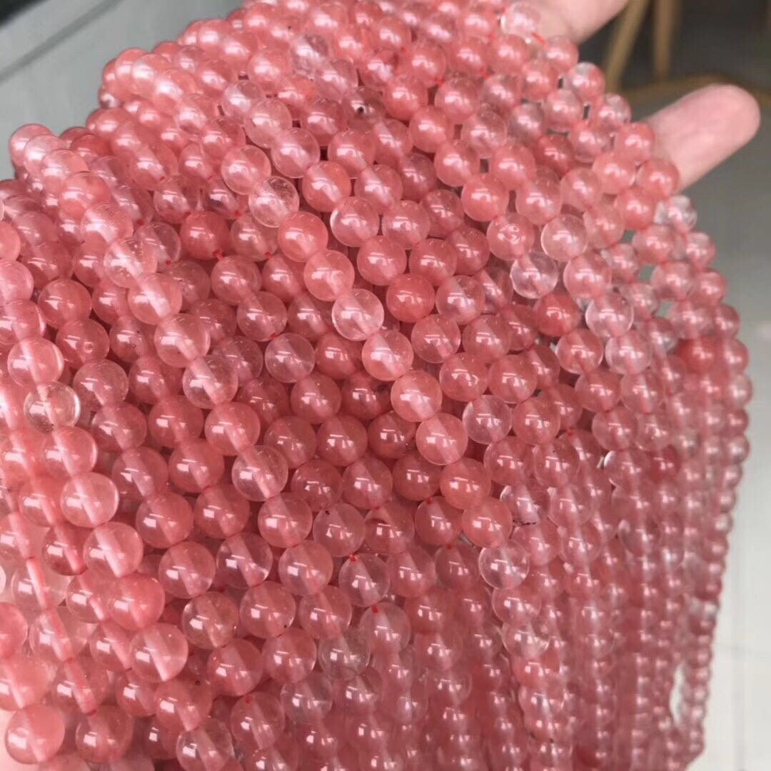 1 Full Strand 15" Loose Round Semi Precious Created Fruity Pink Cherry ...