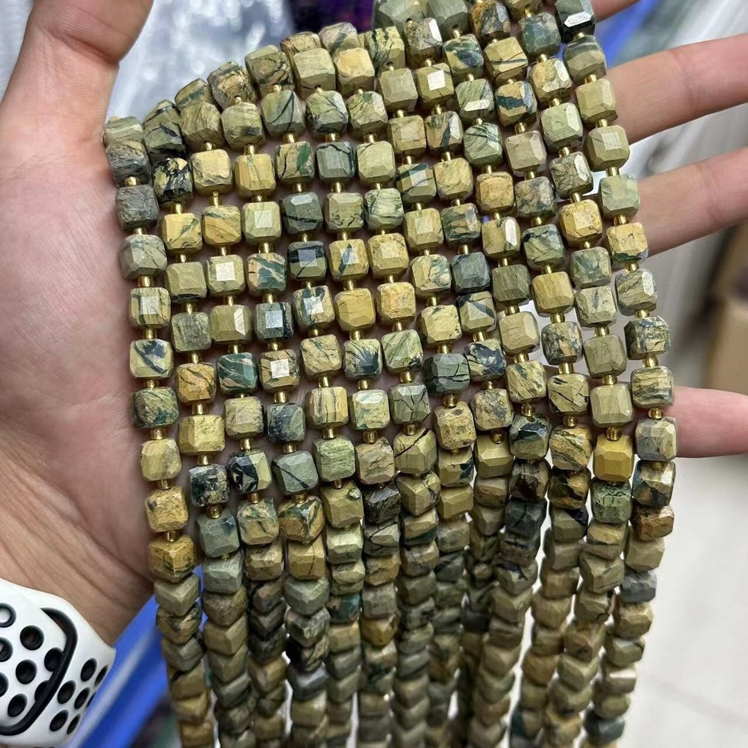 6mm/8mm Sparkling Cube Desert Oasis Jasper Beads Genuine Natural Loose ...