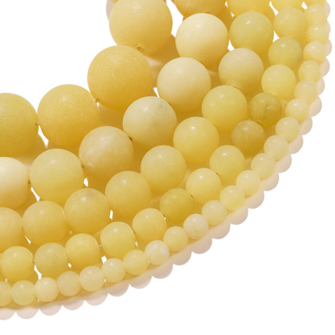 1 Full Strand 15.5" Loose Round Frosted Matte Genuine Natural Yellow ...