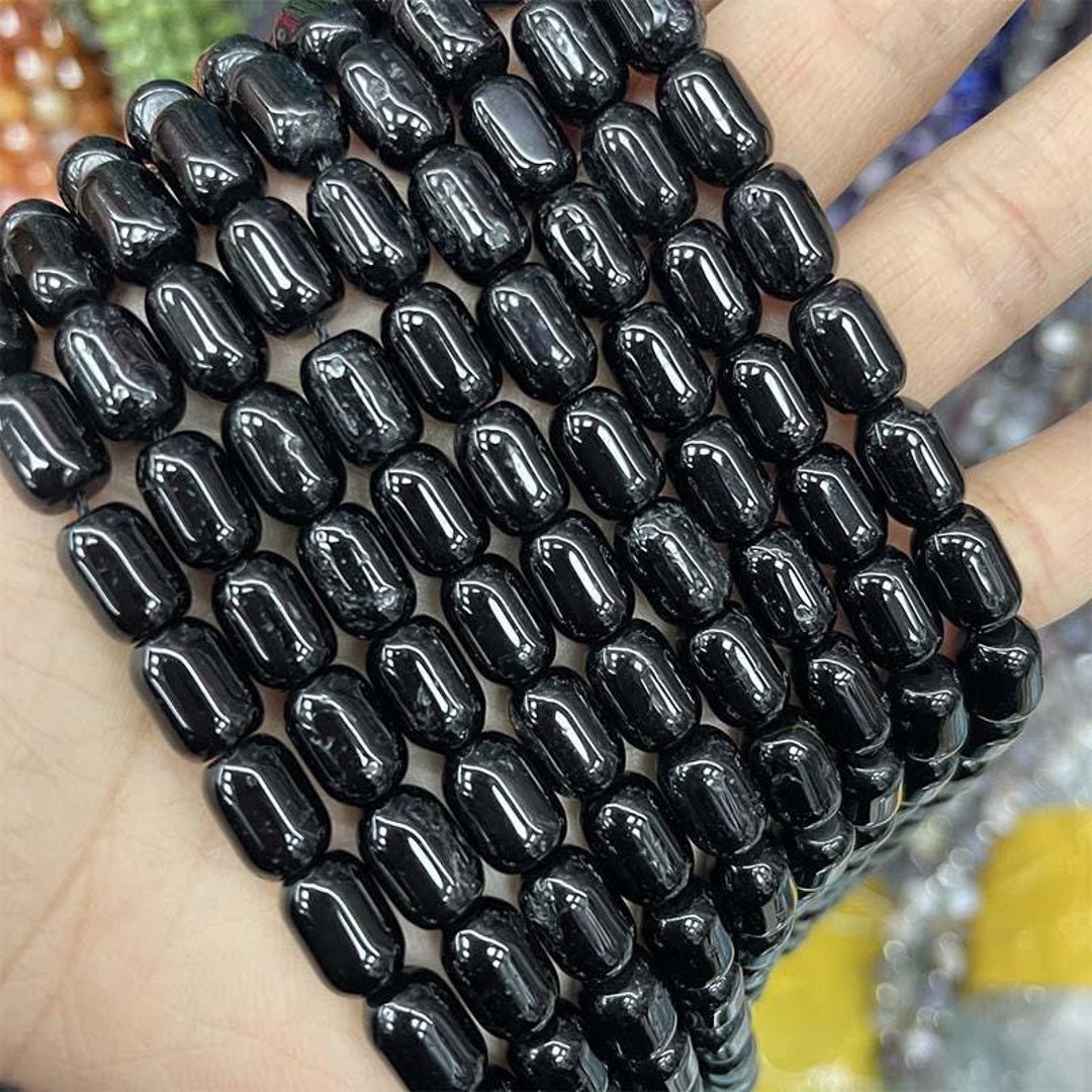 6x9mm Genuine Real Natural Barrel Shape Black Tourmaline Gemstone Short ...