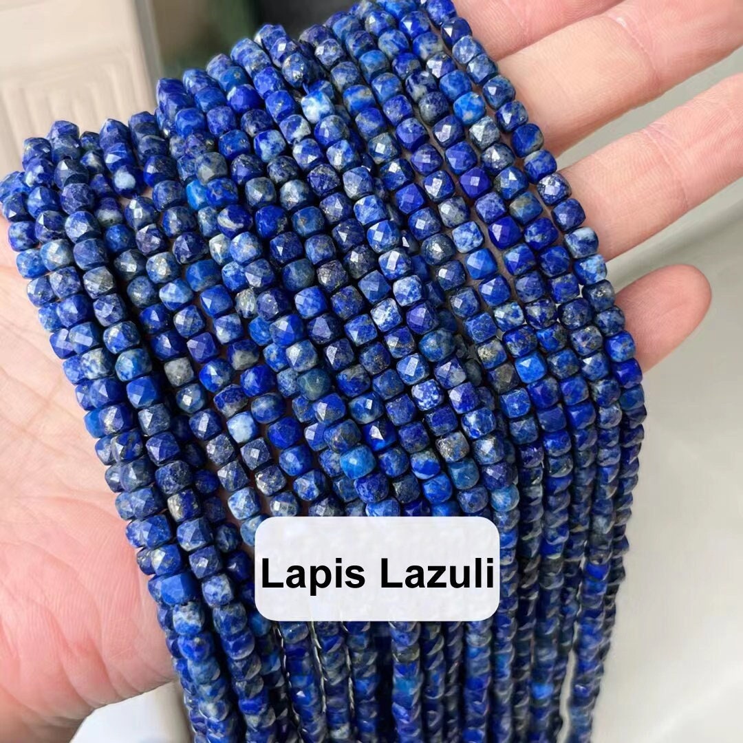 1 Full Strand Genuine Real Natural Loose Small Faceted Cube Dice Square ...