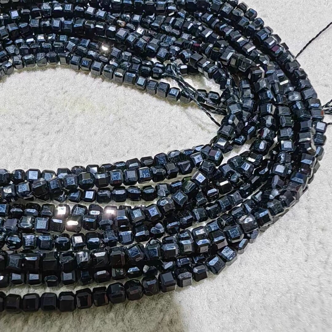 2mm Natural Cube Dice Black Spinel Gemstone Beads for DIY Jewelry ...