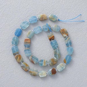 8x12mm Flat Rectangle Genuine Natural Blue Lemurian Aquatine Calcite ...