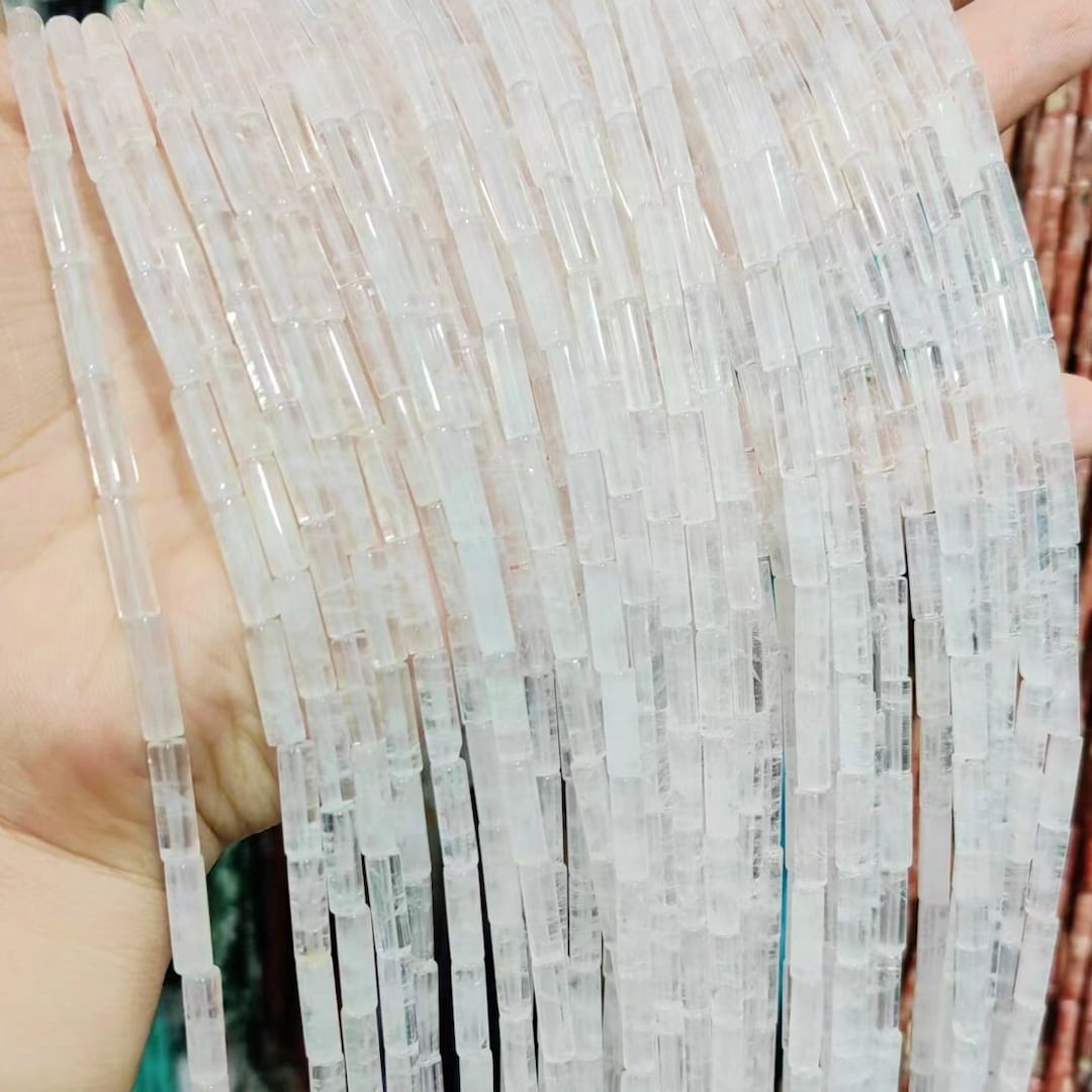 4x13mm Tube Clear Quartz 1 Full Strand Natural Loose Cylinder Tubular ...