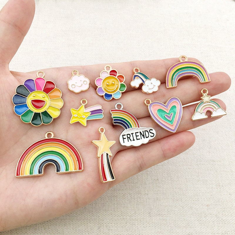 40pcs/lot Lovely Colorful Enamel Metal Kids Children Rainbow - Etsy