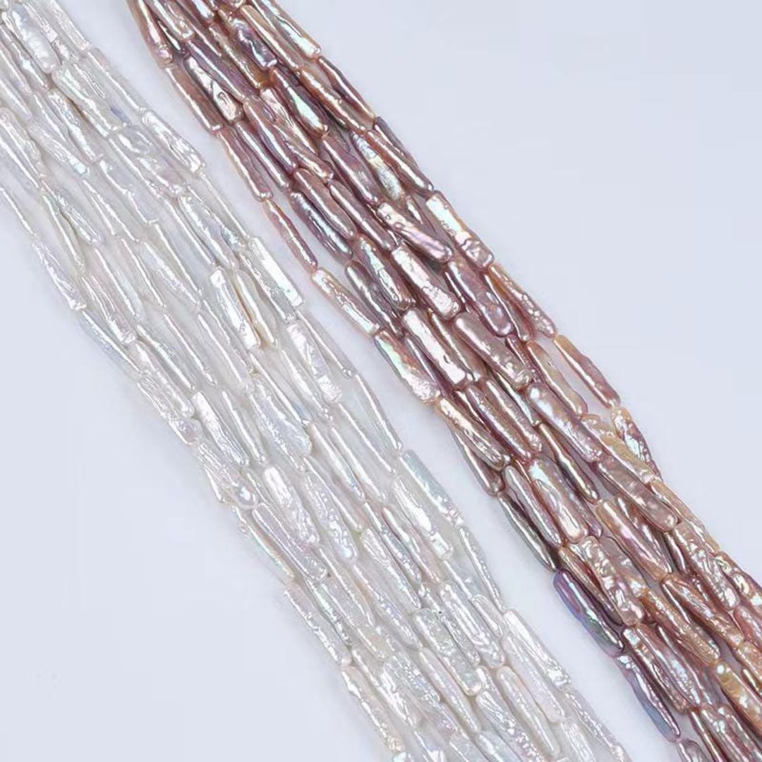 Genuine Natural High Luster Freshwater Stick Biwa Pearl Tubular Bar ...