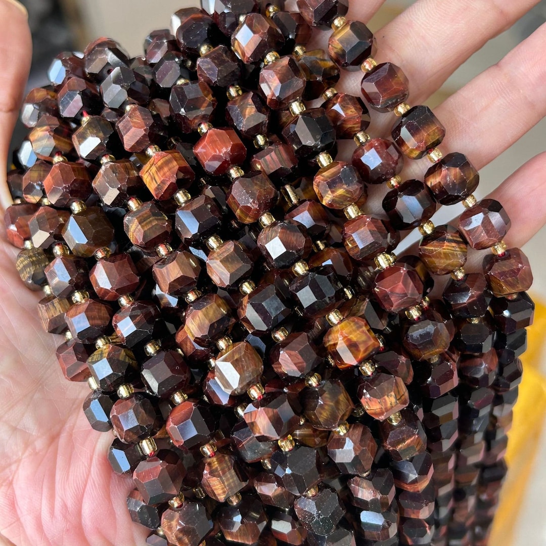 10mm Cube Red Tigers Eye Genuine Real Natural Loose Faceted Dice Square ...