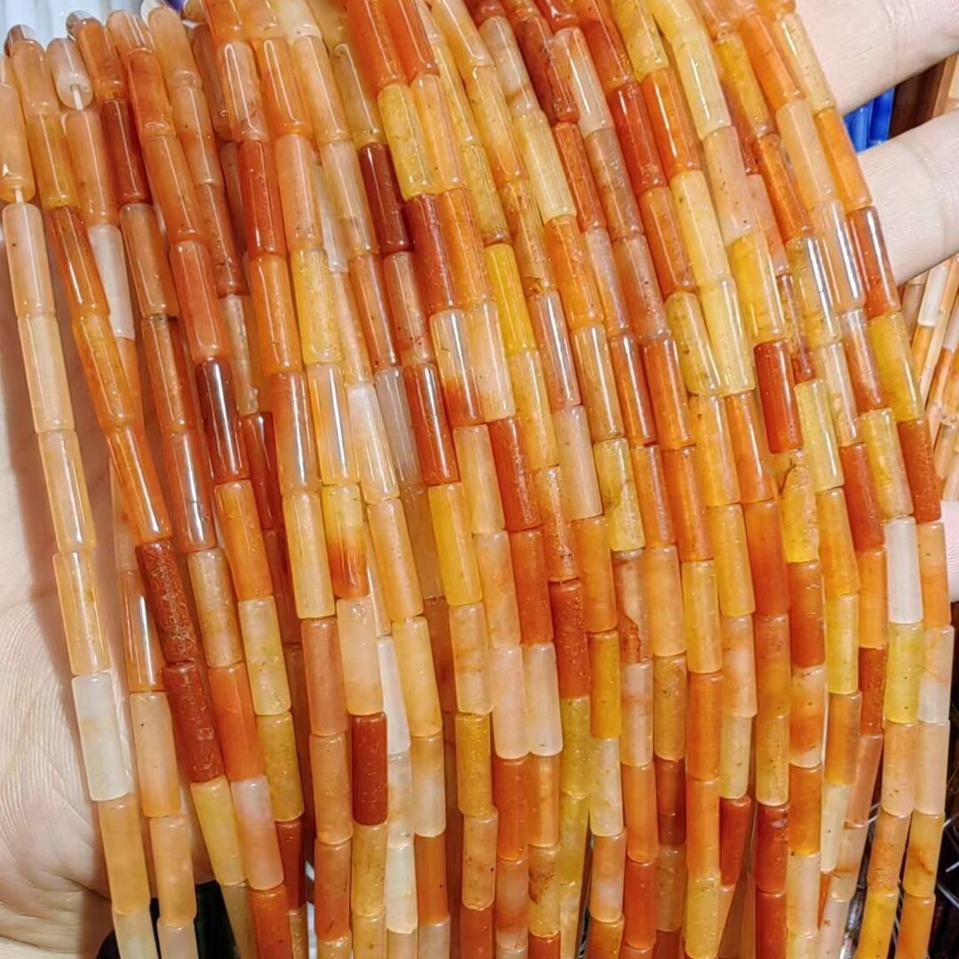 4x13mm Tube Red Aventurine 1 Full Strand Natural Loose Cylinder Tubular ...