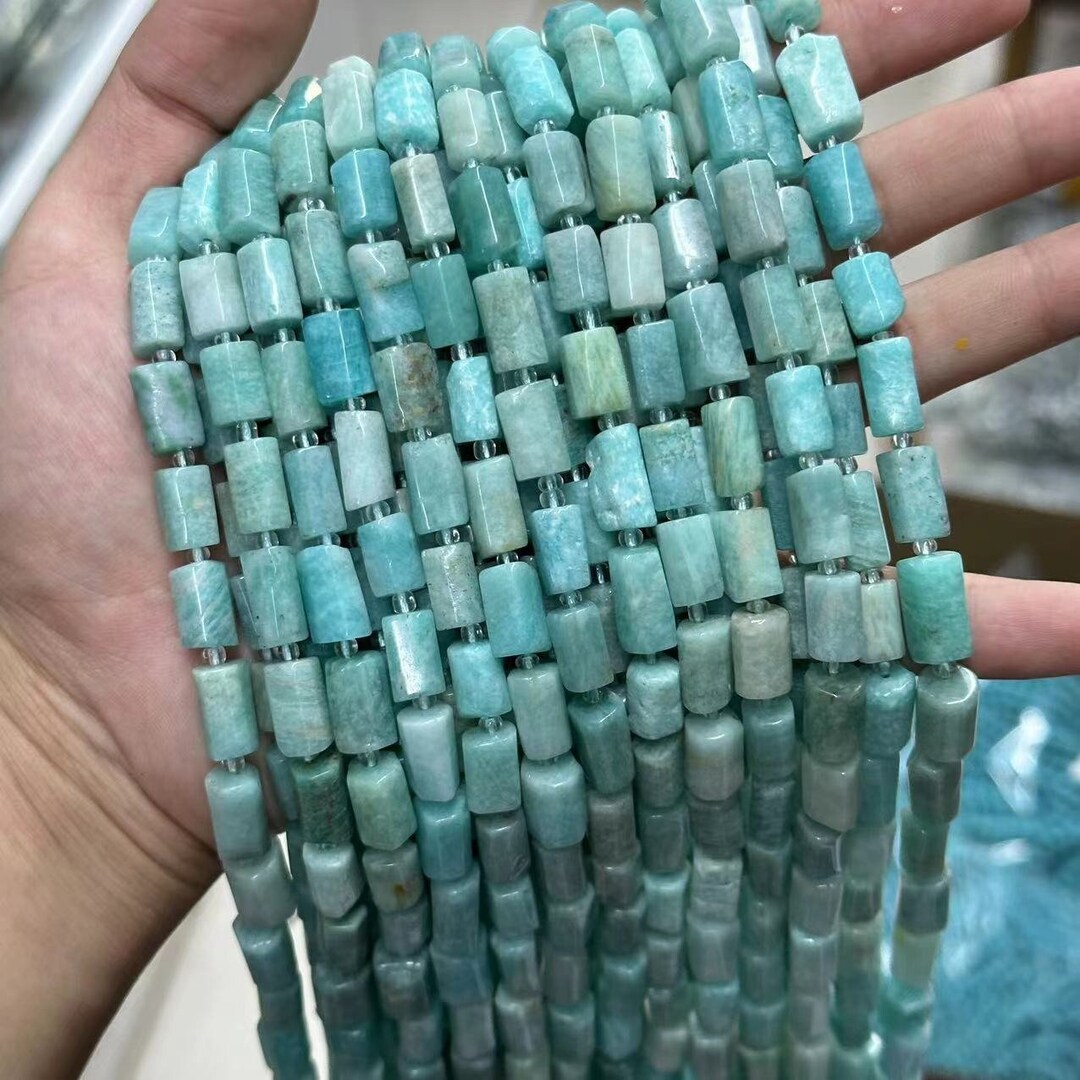 7x12mm Genuine Natural Raw Material Russian Amazonite Gemstone Cylinder ...