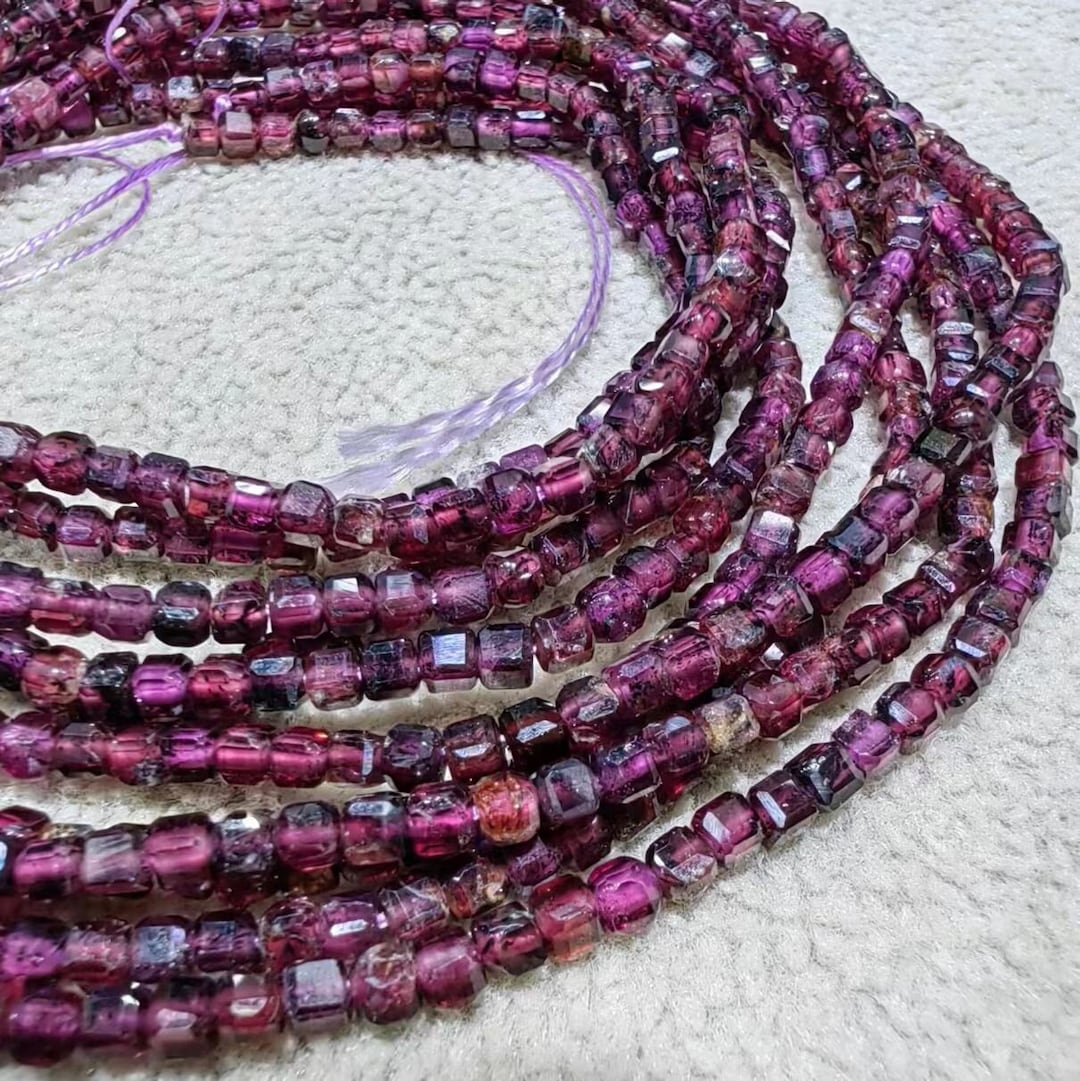 2mm 1 Full Strand Genuine Real Natural Loose Faceted Cube Dice Square ...