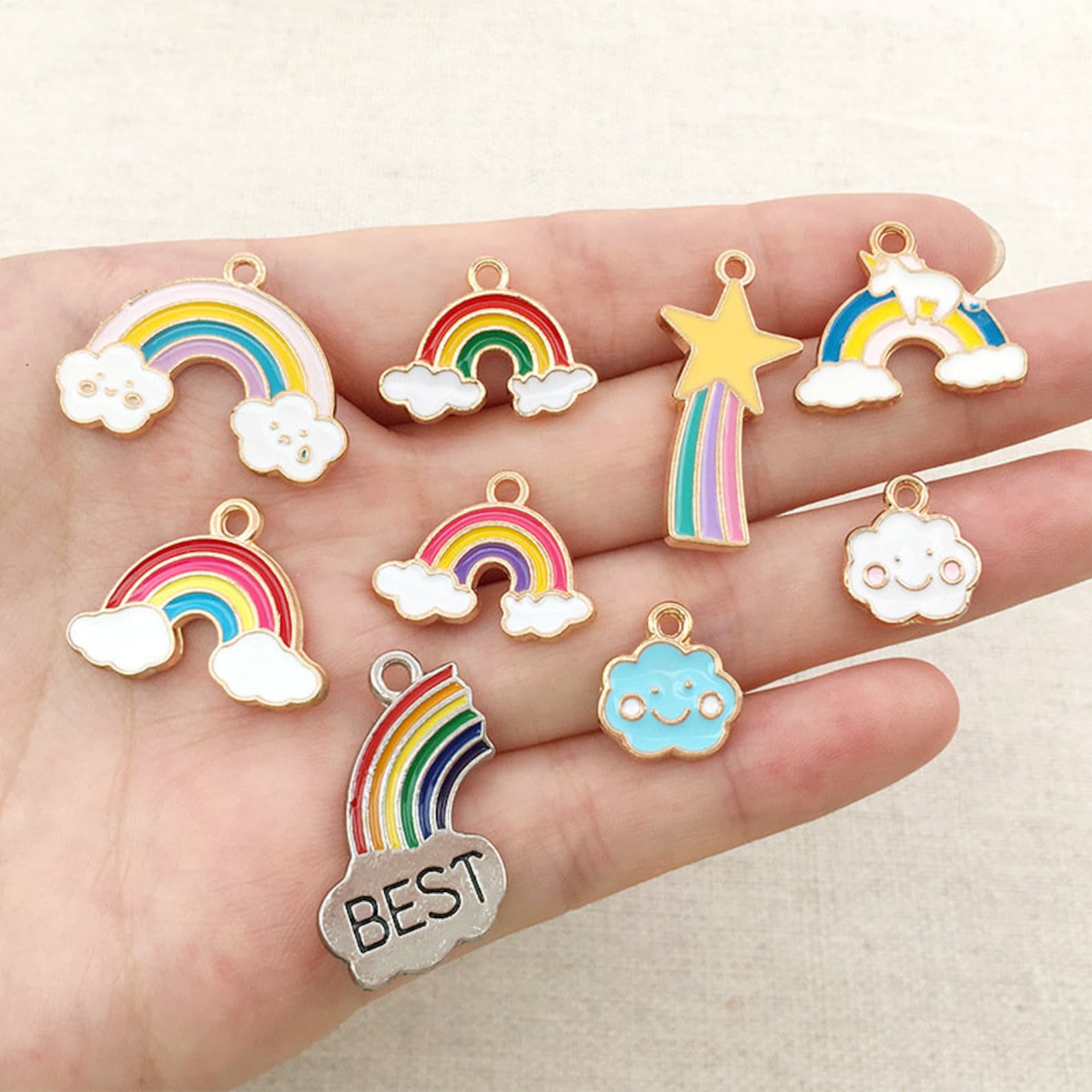 40pcs/lot Lovely Colorful Enamel Metal Kids Children Rainbow - Etsy