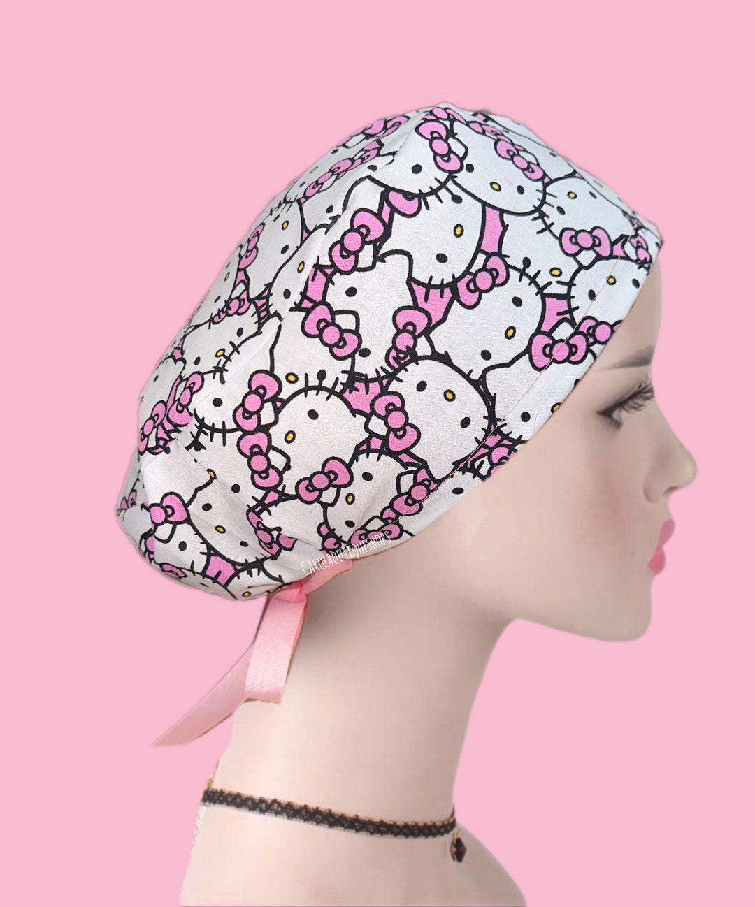 Kitty Cat Scrub Cap, Euro Cap, Pink Kitty Cat Surgical Cap, Heelloo ...