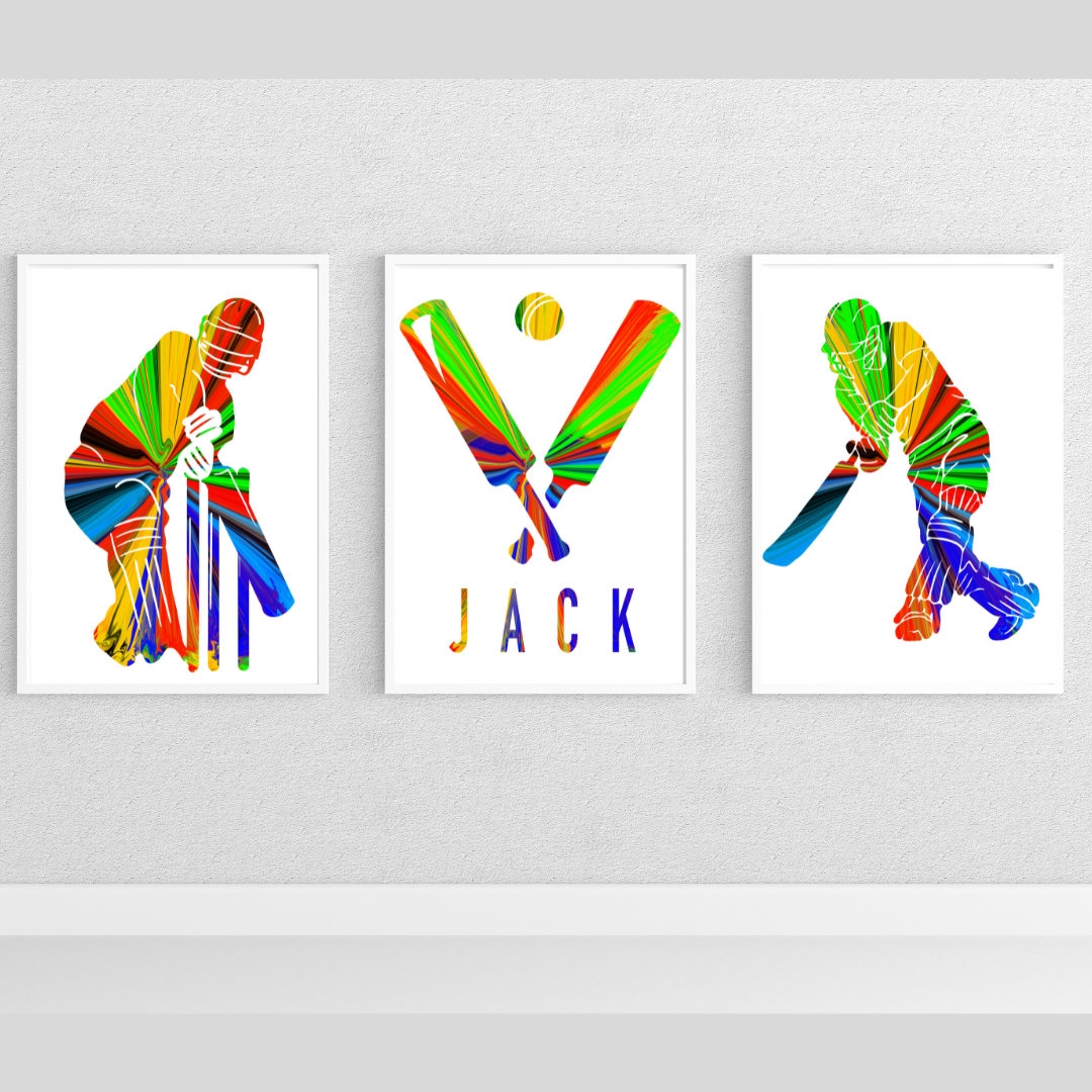 Personalized Cricket Posters, Boys Bedroom Decor, Sports Wall Art - Etsy