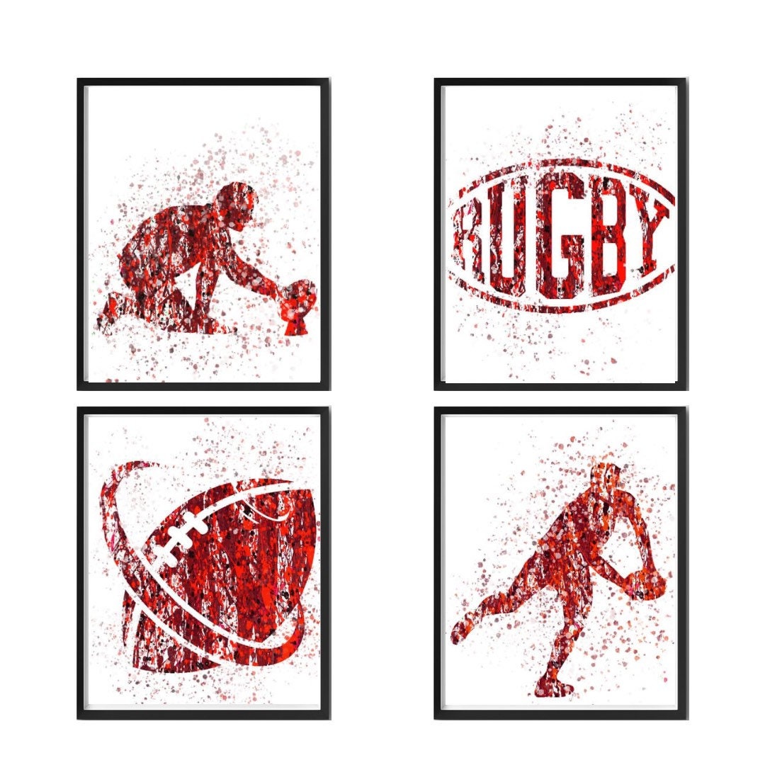 Rugby Wall Art Prints, Set of 4, Sports Decor - Etsy