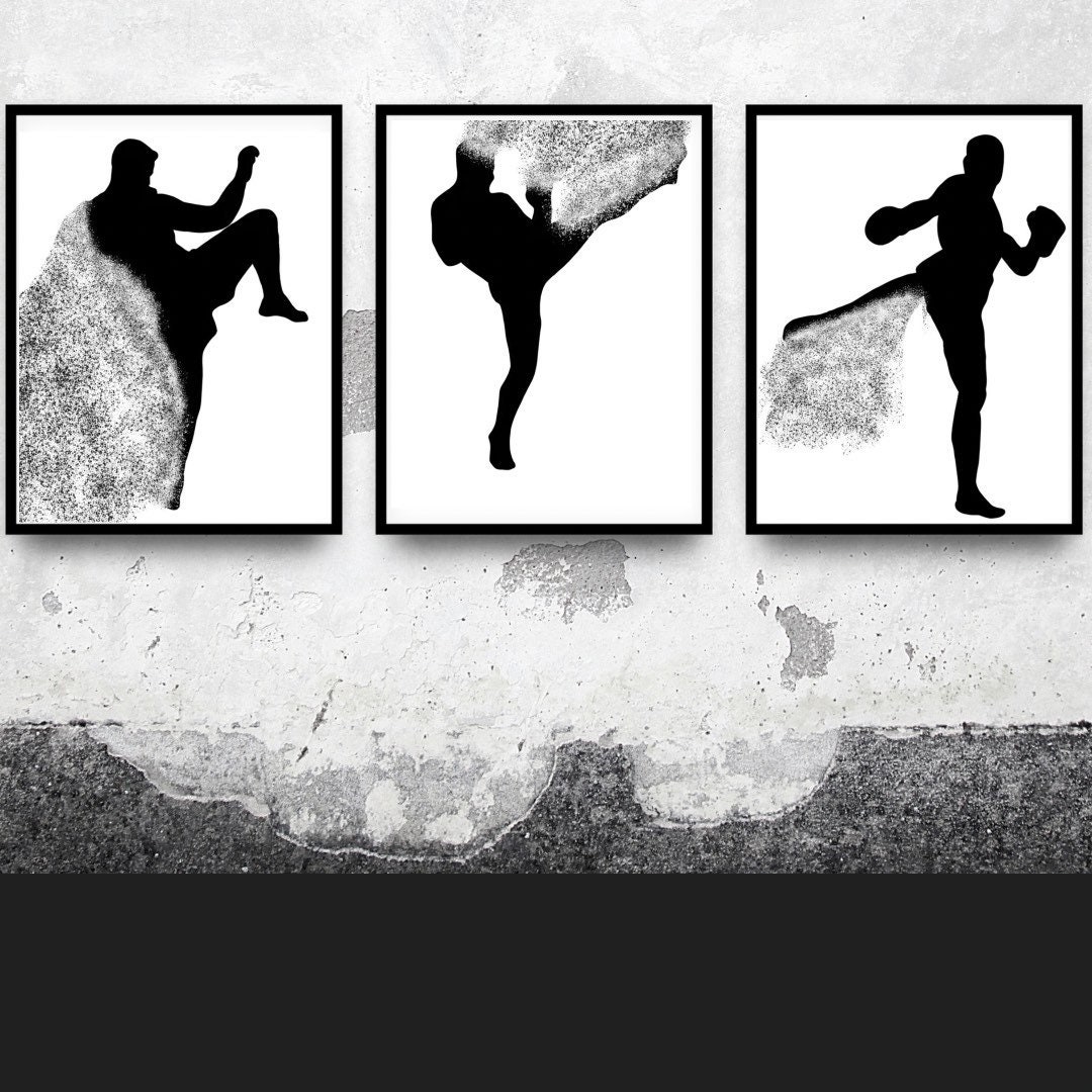 Kickboxing Prints, Spray Paint Effect, Set of Three - Etsy